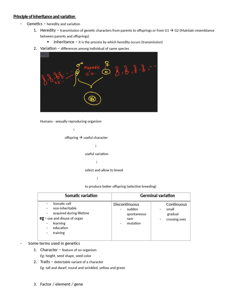 Principle of inheritance and variation | PDF | Dominance (Genetics ...