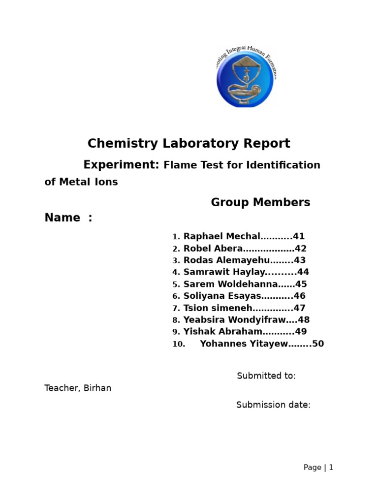 Chemistry Laboratory Report | PDF | Emission Spectrum | Atomic Orbital