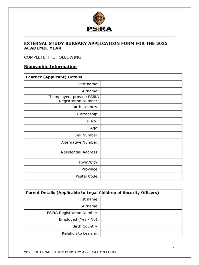 Application Forms - 2025 External Study Bursary Sheme | PDF
