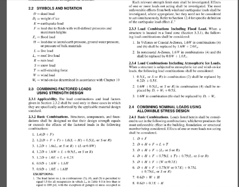 Load Combinatios ASCE | PDF