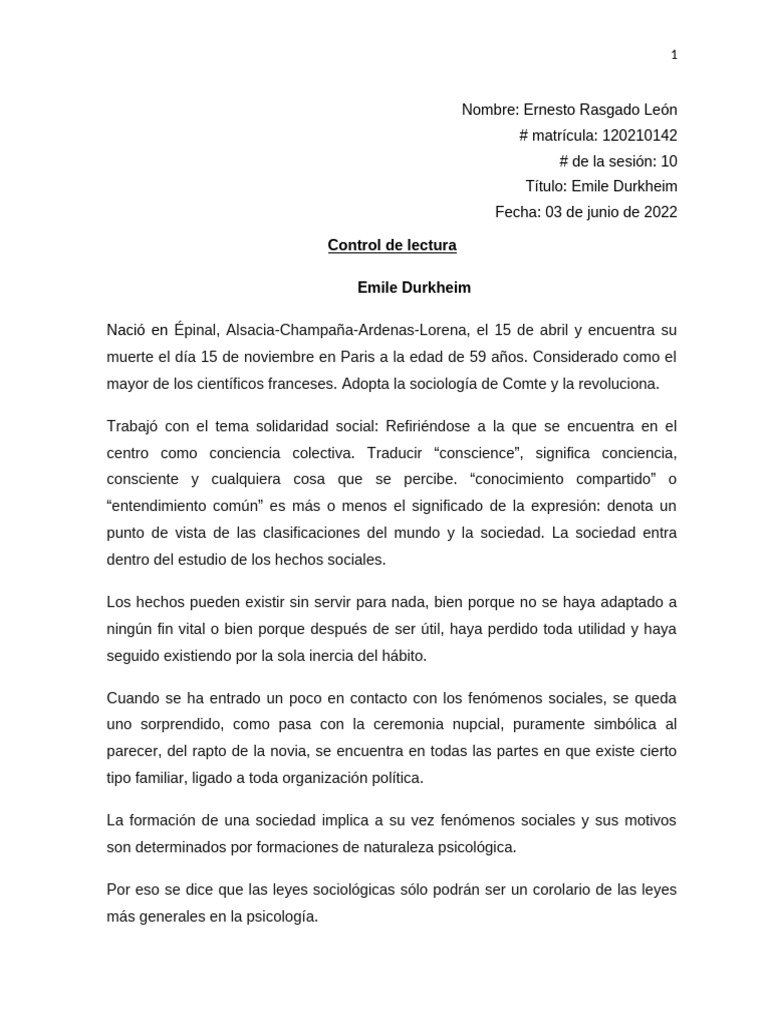 Emile Durkheim | PDF | Emile Durkheim | Sociedad