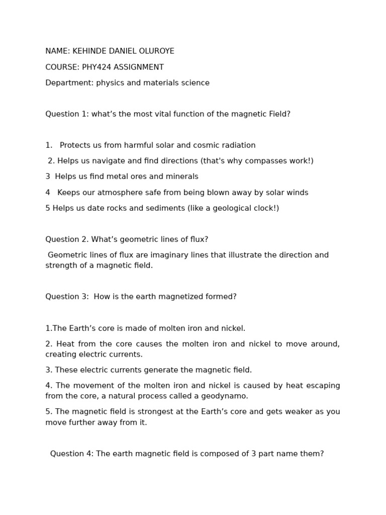 PHY424_ASSIGNMENT_2[1] | PDF | Earth | Solar Wind