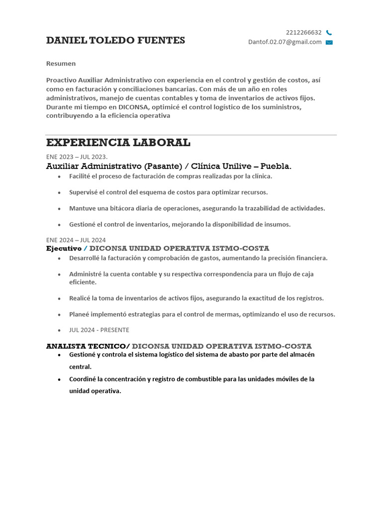 DANIEL TOLEDO FUENTES CV | PDF