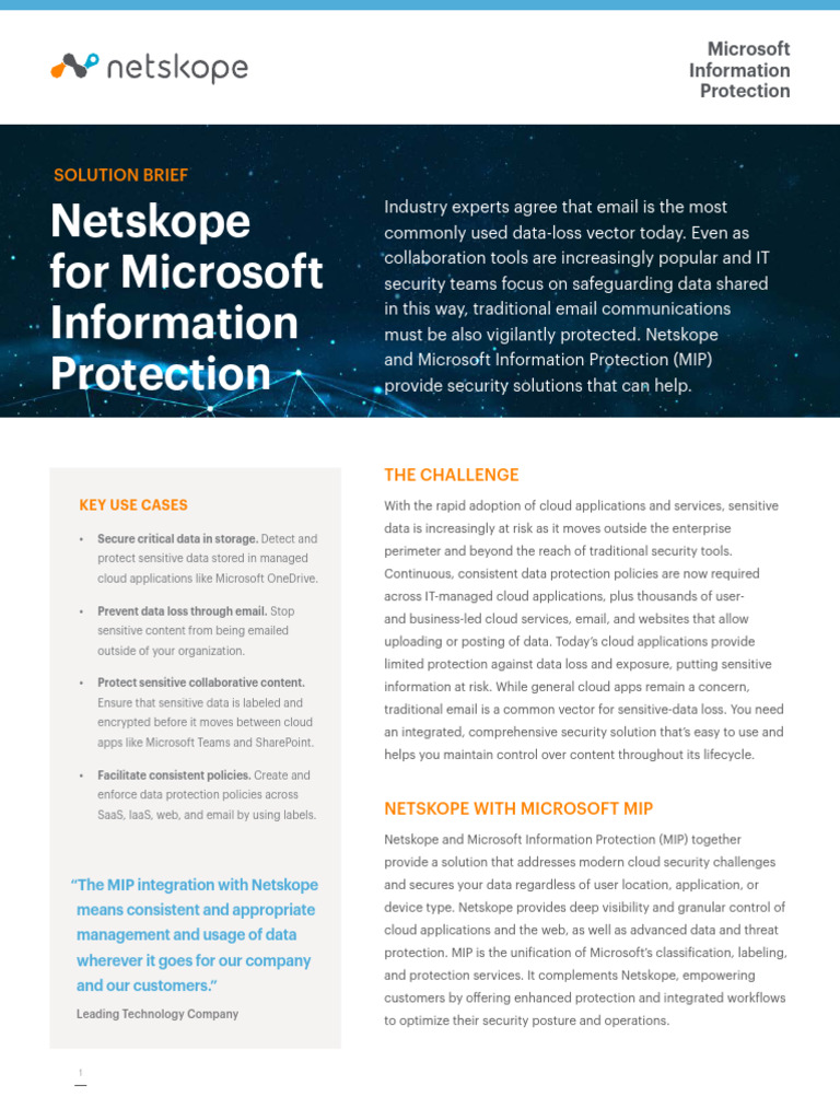 Netskope For Microsoft Information Protection | PDF | Cloud Computing ...