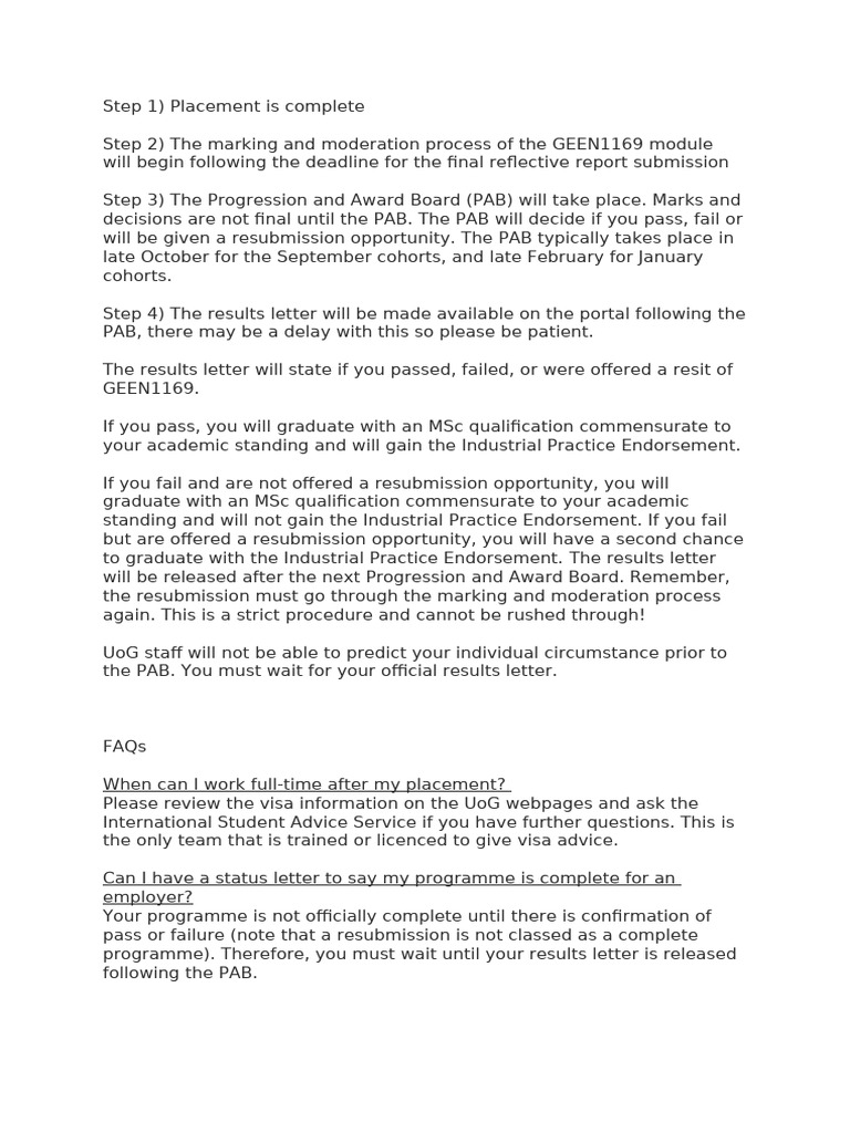 End of placement | PDF