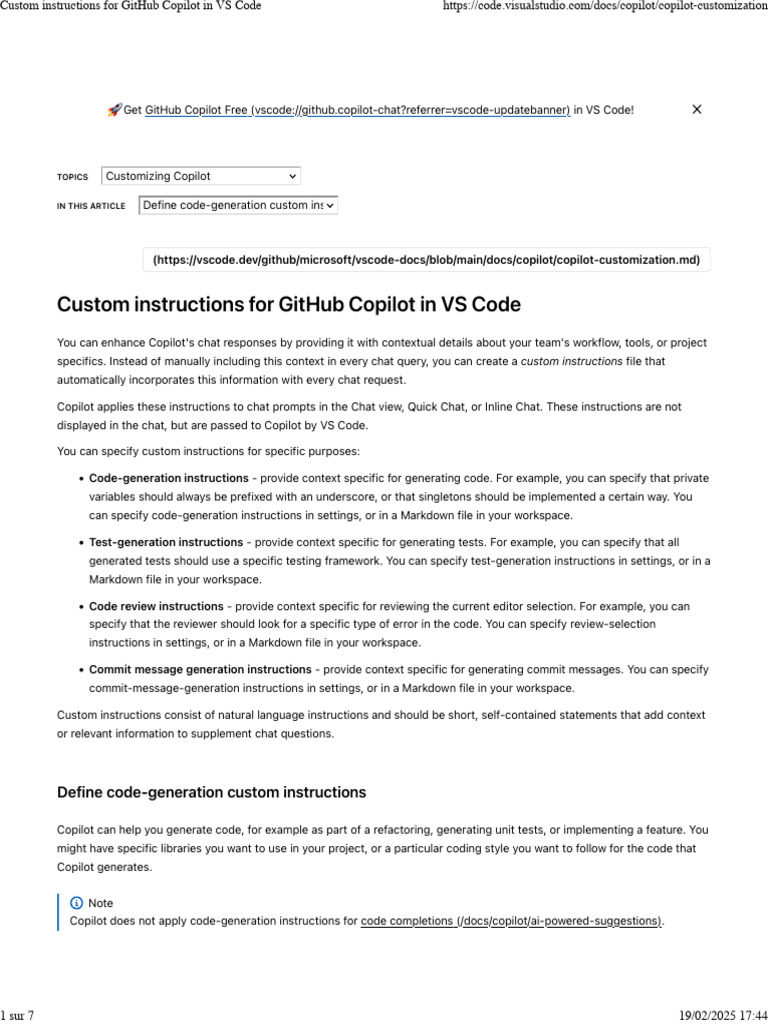 08-Custom Instructions For GitHub Copilot in VS Code | PDF | Computer File | Command Line Interface