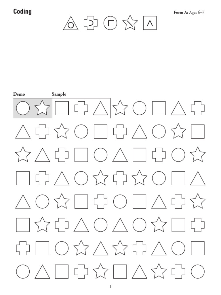 WISC-V Coding Response Sheet | PDF