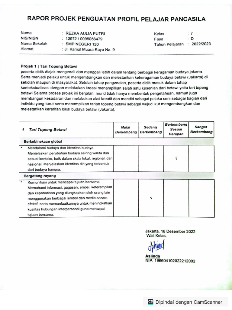 Raport - p5 Rezka Aulia Putri .PDF.-1 | PDF