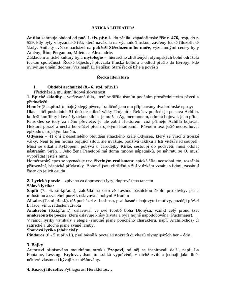AntickÃ¡ Literatura | PDF