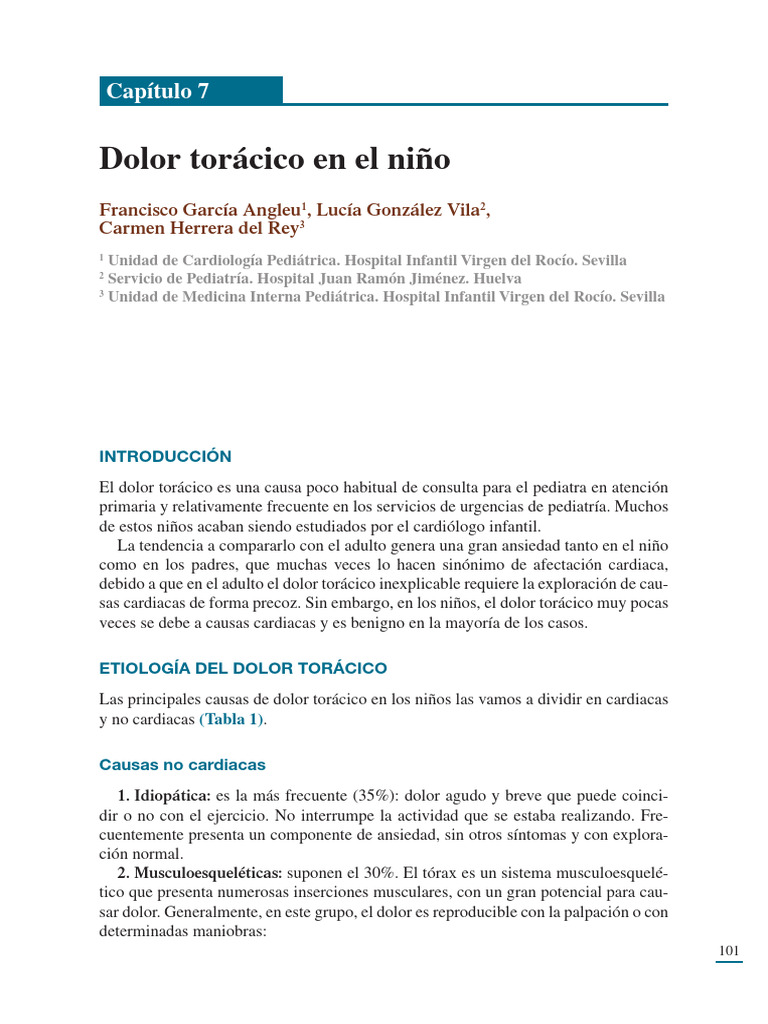 Causas del dolor torácico en niños | PDF | Medicina Interna | Medicina ...