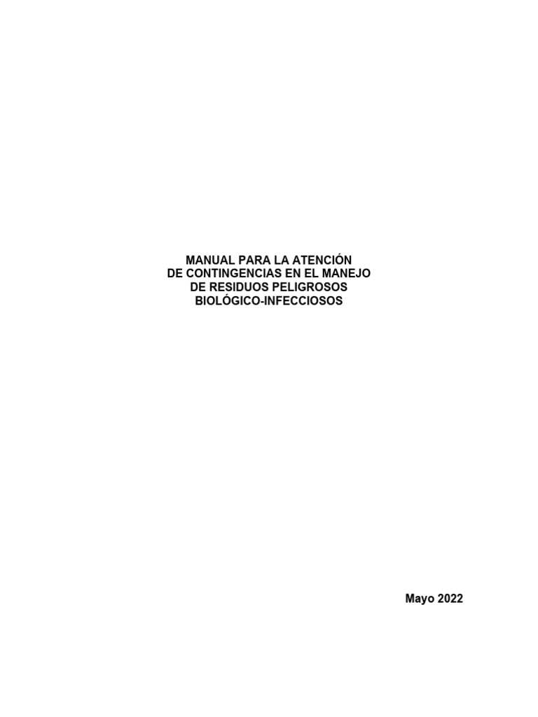 Manual de Contingencia Rpbi | PDF | Residuos | Infección