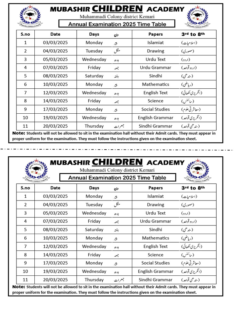 3 To 8 Time Table | PDF