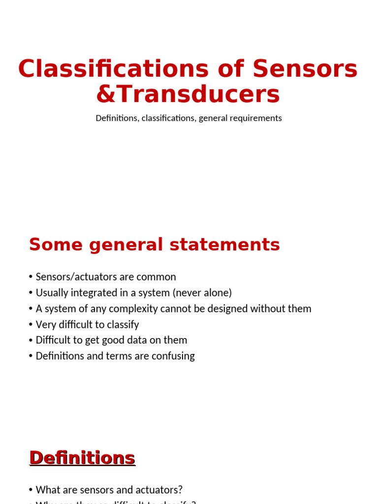Classifications of Sensors Transducers Lect01 | PDF | Sensor | Actuator
