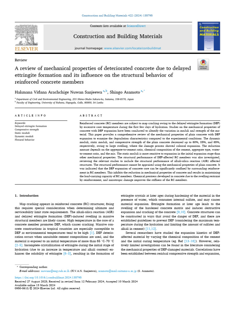 A review of mechanical properties of deteriorated concrete due to ...
