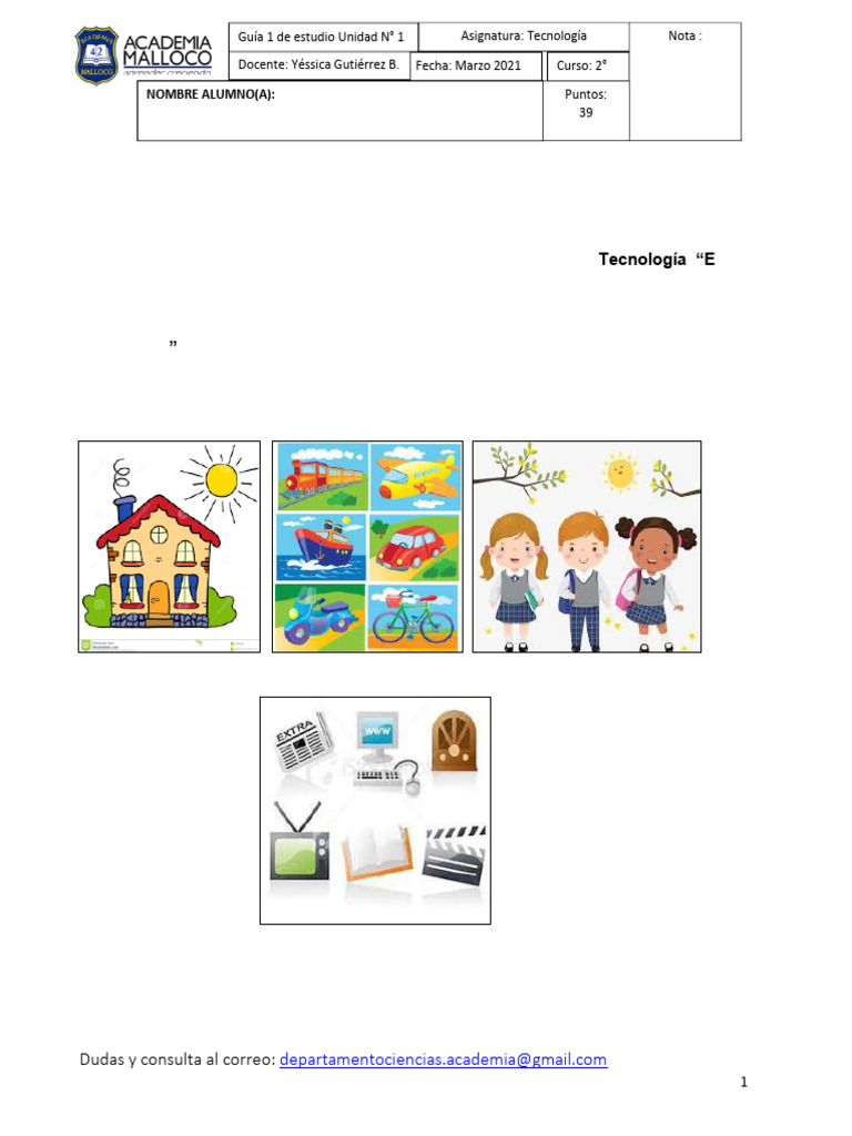 Unidad 1 Guía 1 Tecnología 2° 2021 | PDF | Internet | Informática