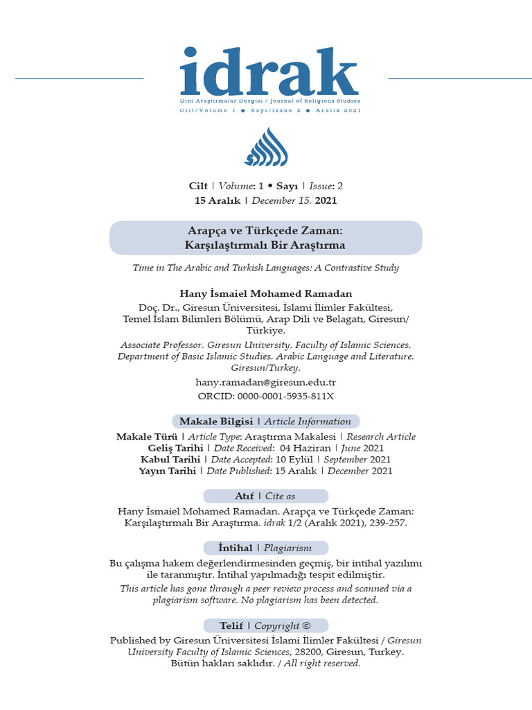 Arap - A Ve T - RK - Ede Zaman - Kar - La - T - Rmal - Bir Ara - T - Rma (#1057557) - 2190954 | PDF
