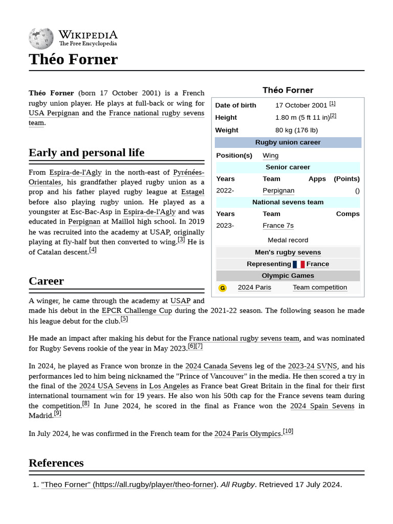 Théo_Forner | PDF | Rugby Football | Sports