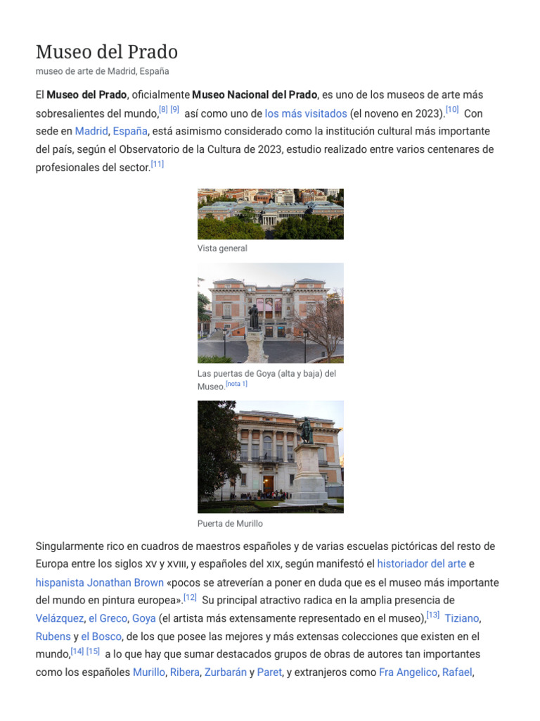 Museo Del Prado - Wikipedia, La Enciclopedia Libre | PDF