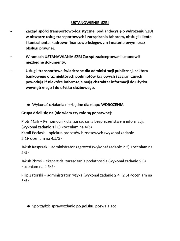 Treść Zadania NR 1a-ZBI | PDF