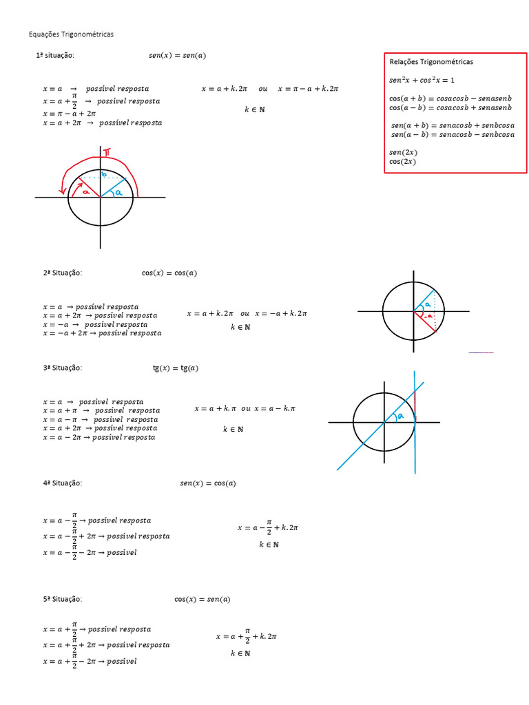Equações Trigonométricas e Fórmulas | PDF