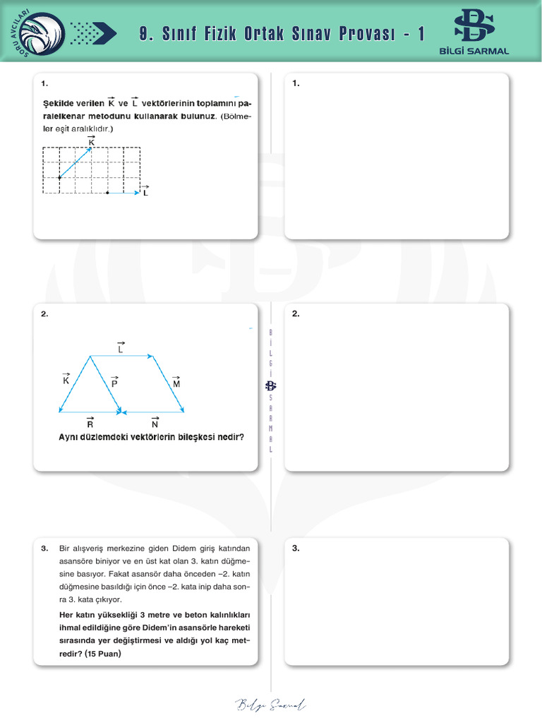 9_SINIF_FİZİK_ORTAK_SINAV_PROVASI | PDF
