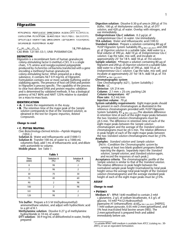 Filgrastim | PDF | Gel Electrophoresis | Chromatography