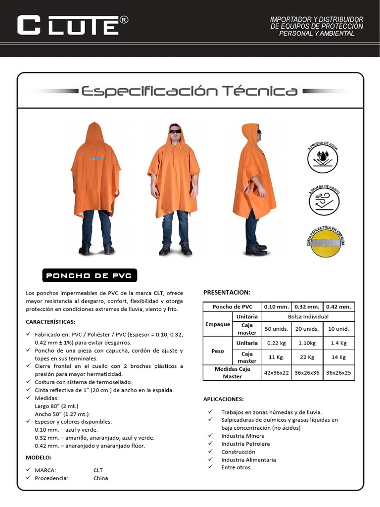 Ficha Tecnica Poncho PVC CLT | PDF