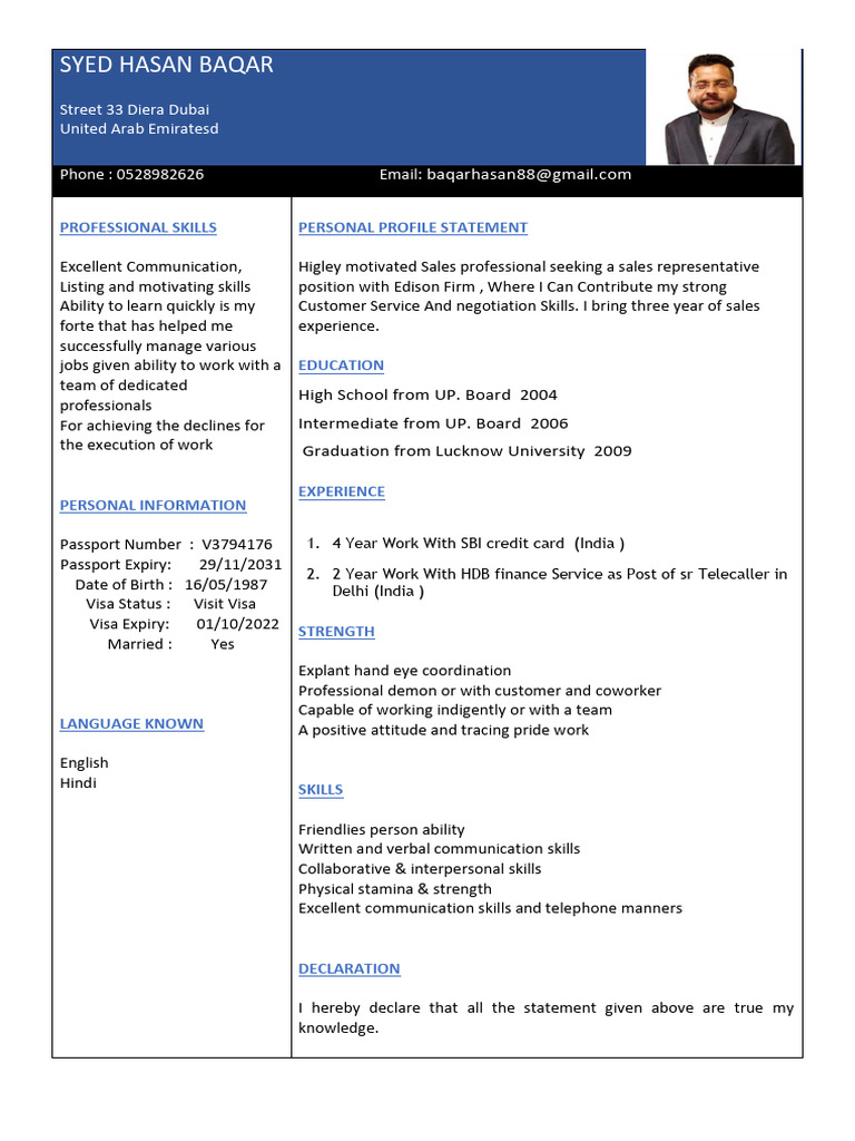 Sales CV Syed Hasan | PDF