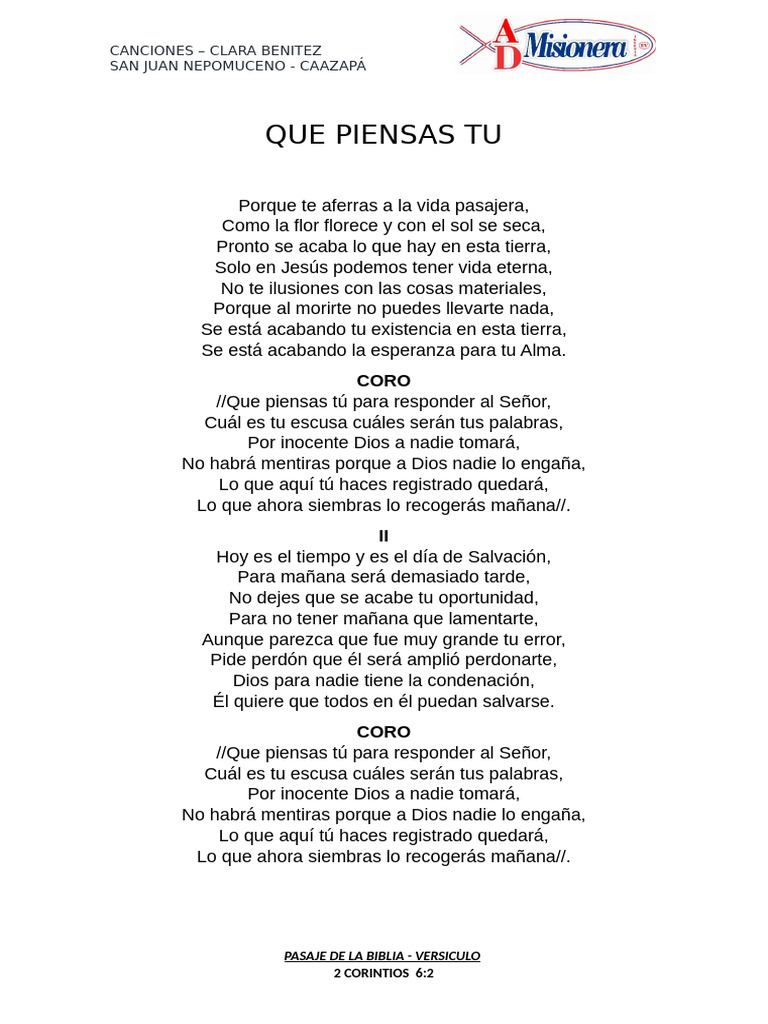 QUE PIENSAS TU | PDF