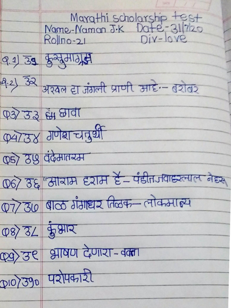 Marathi Test Naman Karnawat | PDF