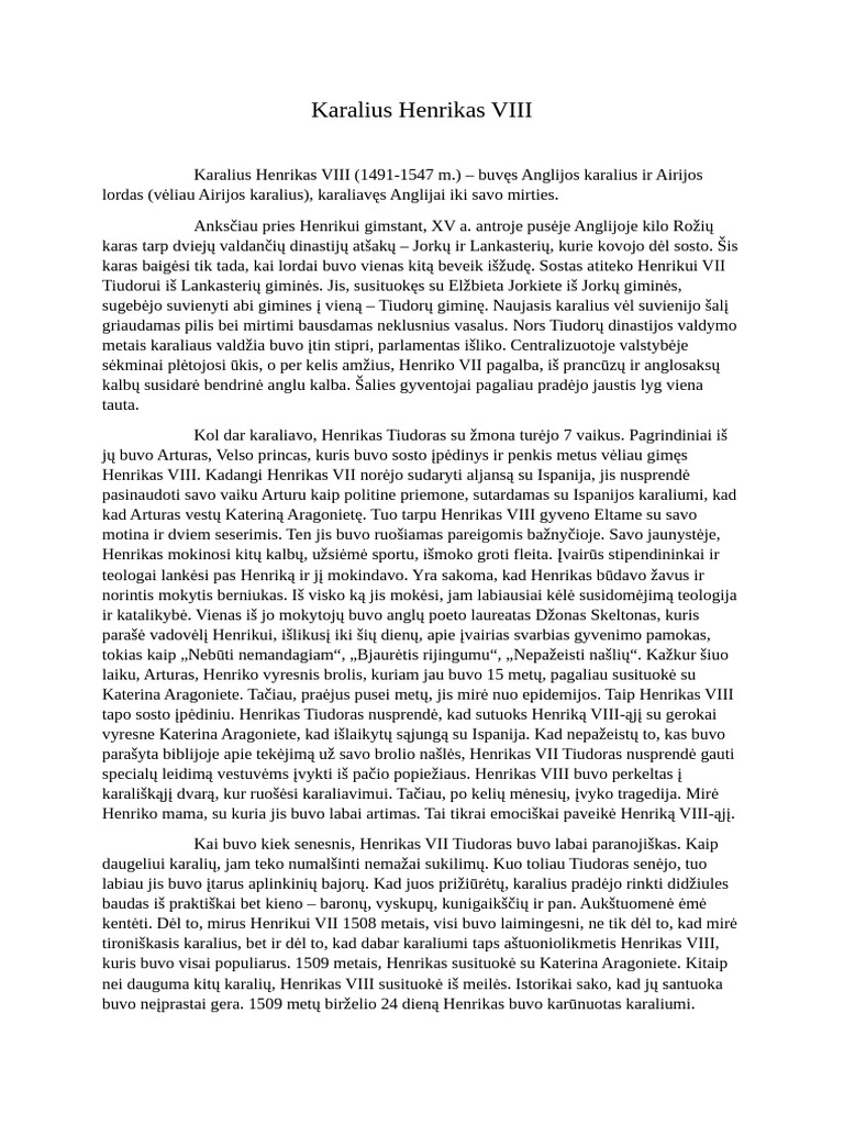 Karalius Henrikas VIII | PDF