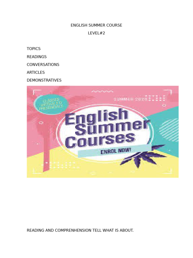 English Summer Course Level 2 | PDF