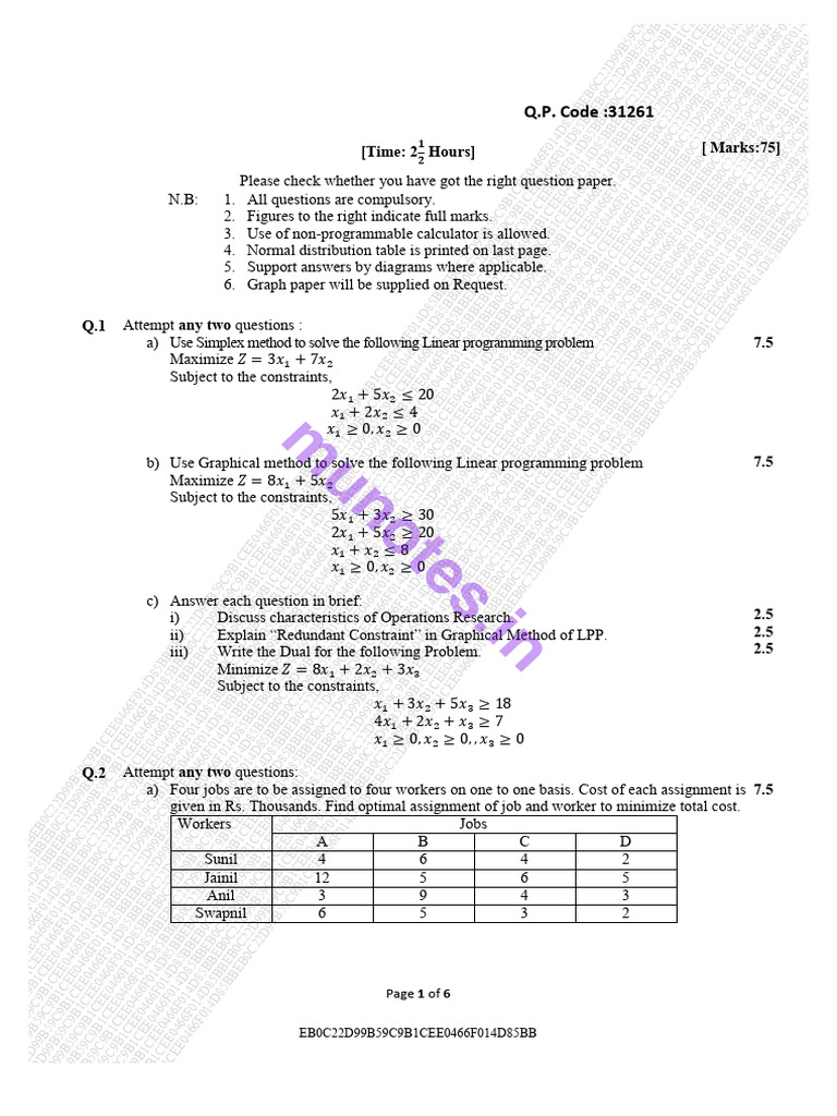 Or Apr 18 | PDF | Mathematical Optimization | Graph Theory