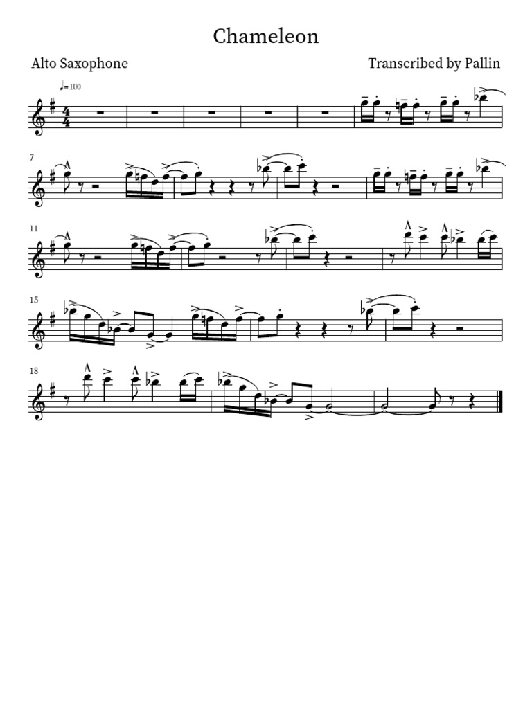 Alto Saxophone Chameleon | PDF
