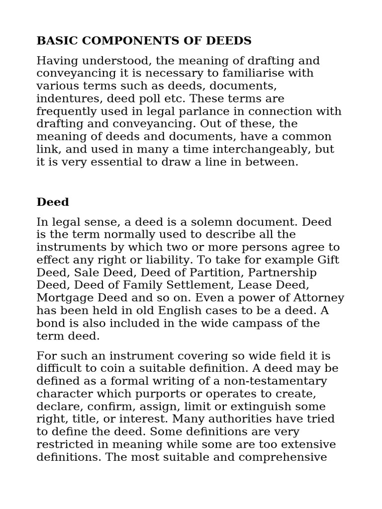 c Components of Deeds | PDF | Deed | Negotiable Instrument