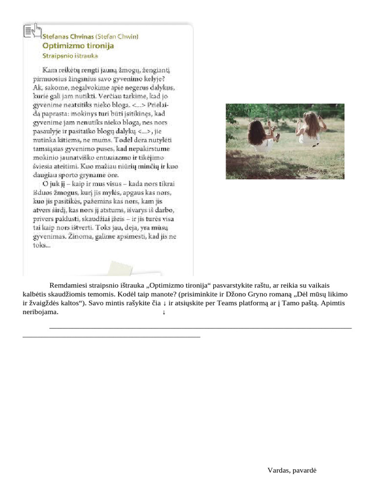 Samprotavimo Uzduotis 8 Klasei | PDF