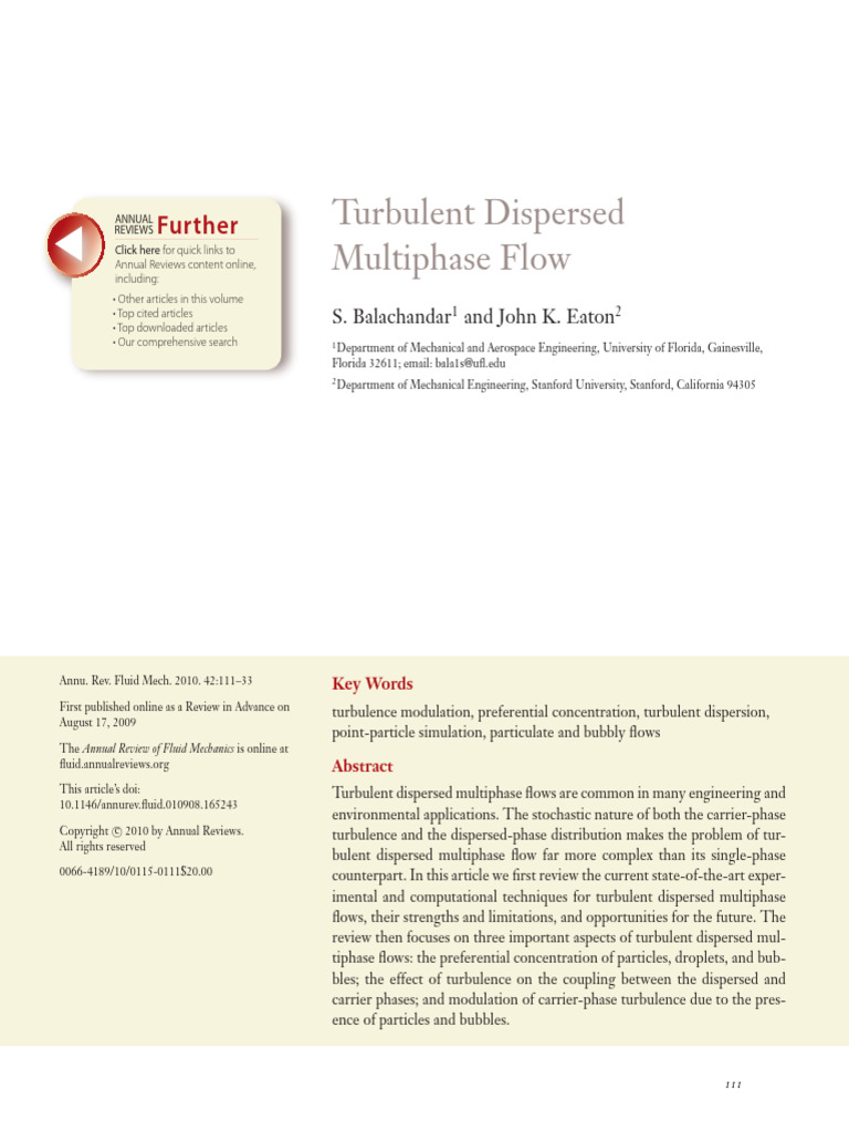 Arfm_Trubulent Dispersed Multiphas Flow | PDF | Turbulence | Colloid
