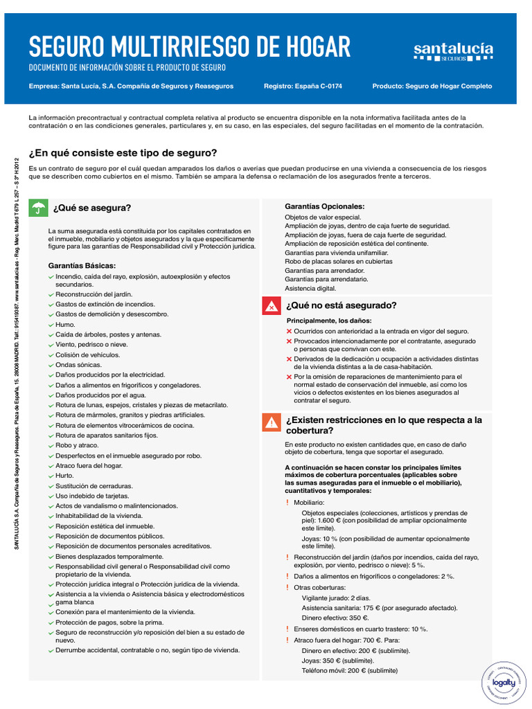 Seguro Multirriesgo para Hogar | PDF | Seguro | Reaseguro