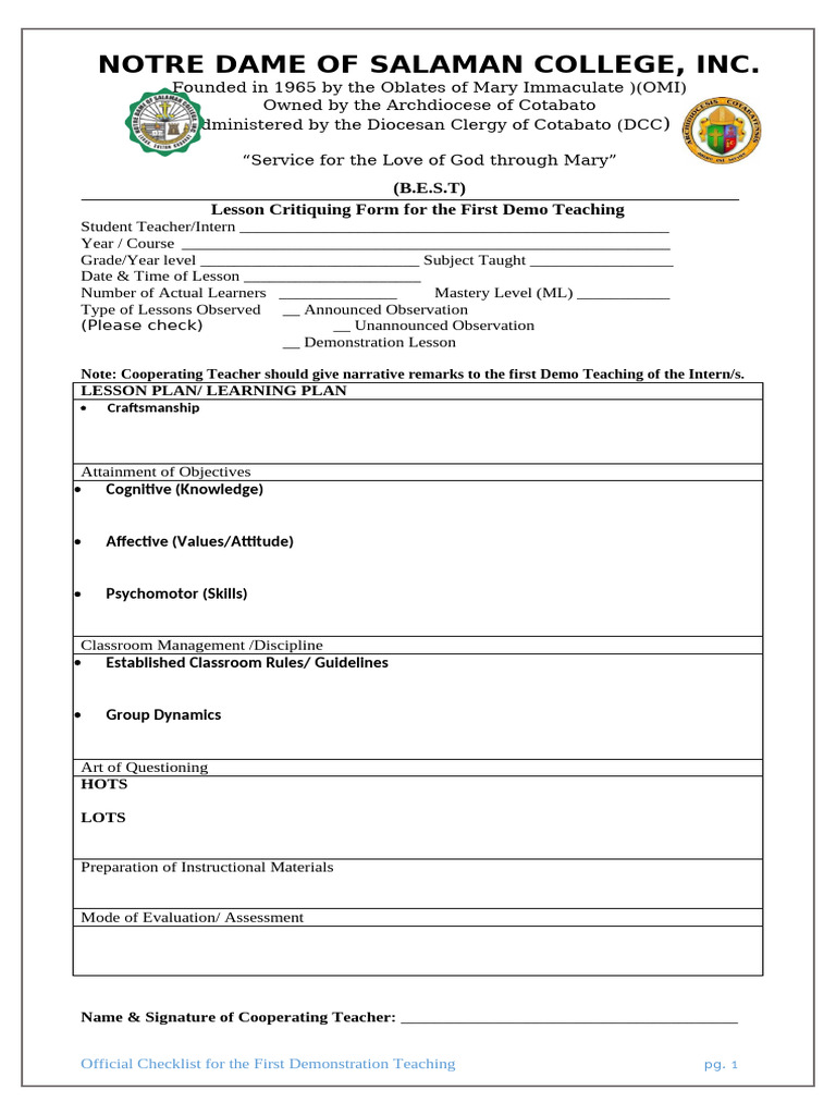 First Demo Checklist | PDF