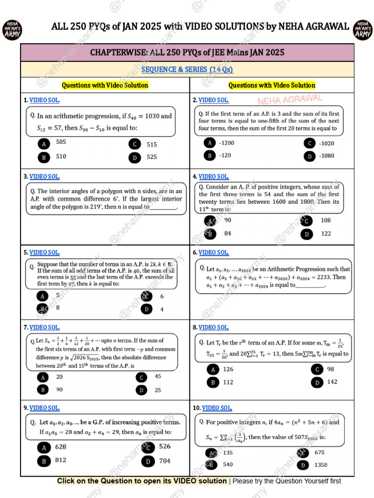 JEE Mains 2025 Chapter-wise PYQs | PDF | Abstract Algebra | Linear Algebra