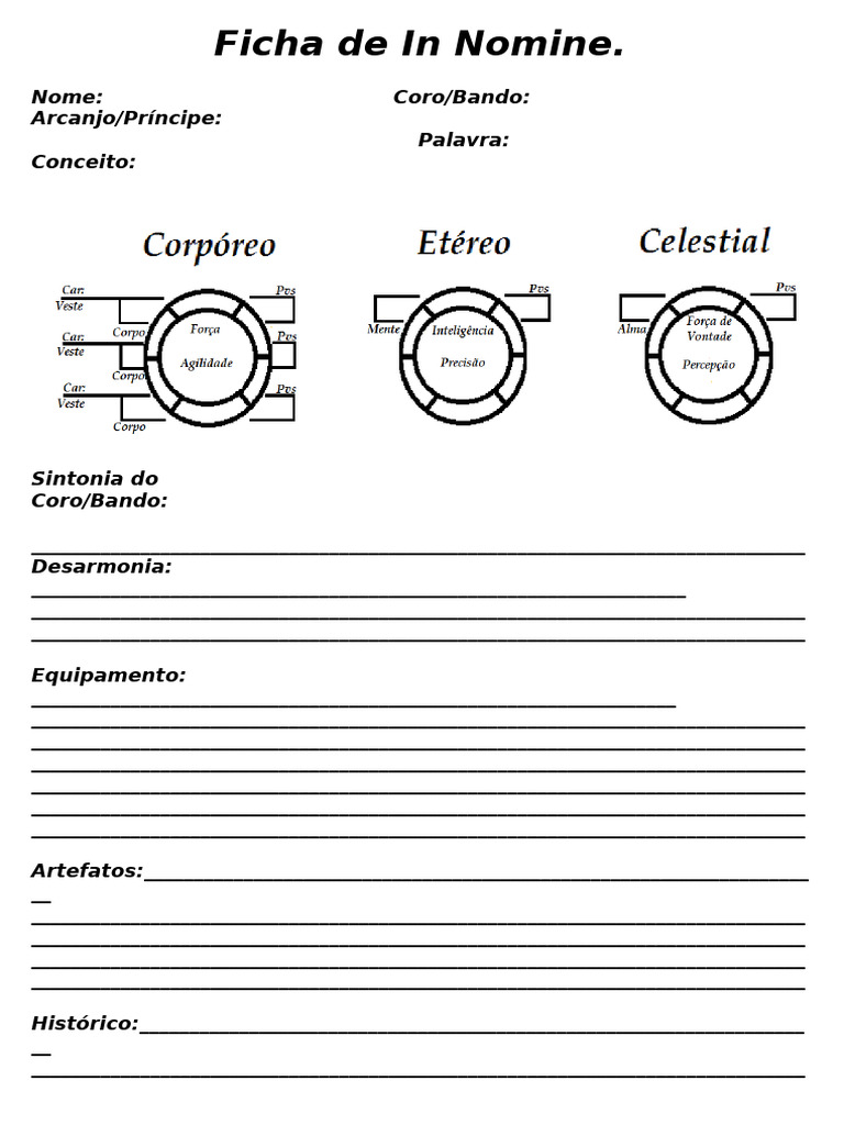 Ficha de in Nomine | PDF