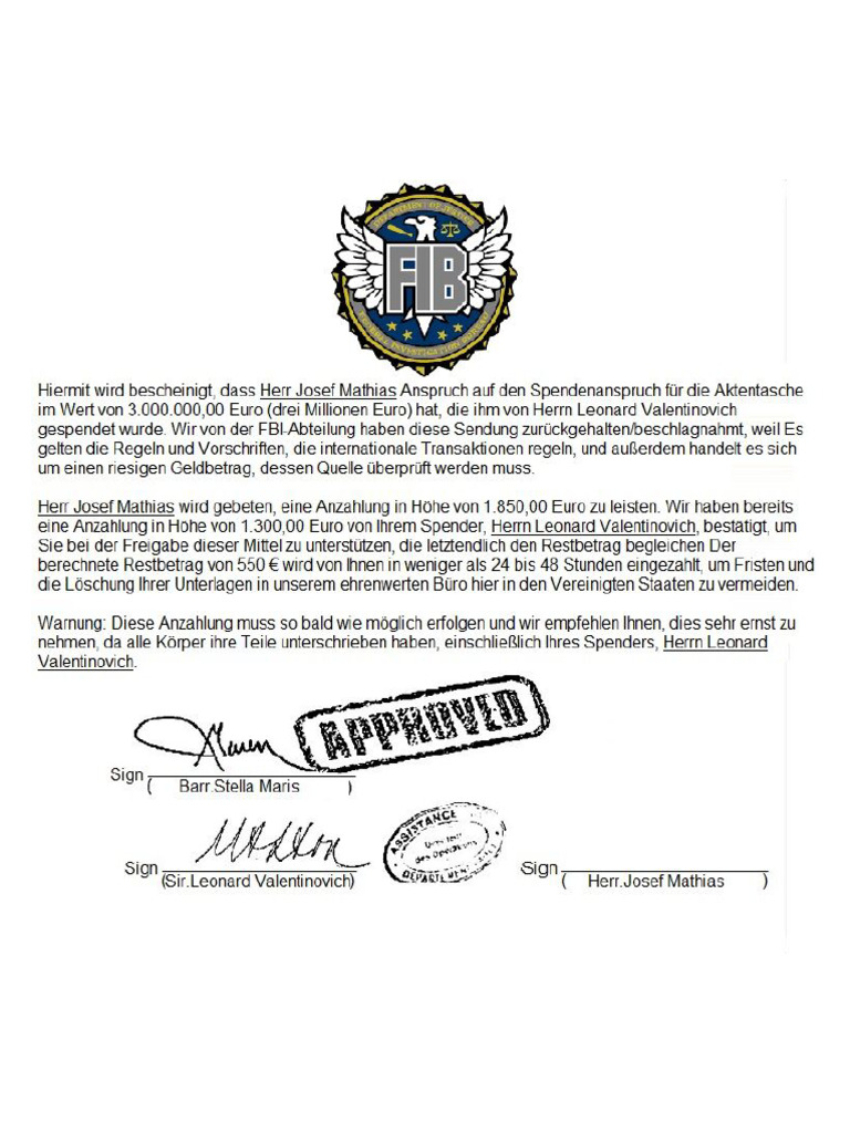 FBI LETTER(JOSEF MATHIAS) | PDF