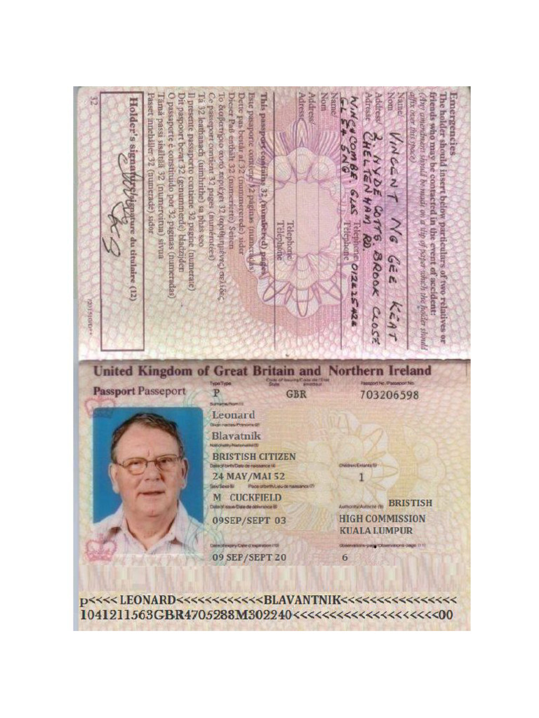 Passport (Sir Leonard Valentinovich Blavatnik.) | PDF