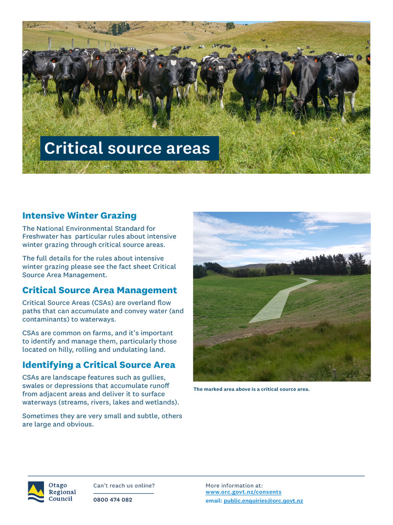 Fact Sheet - Critical Source Areas | PDF | Surface Runoff | Tillage