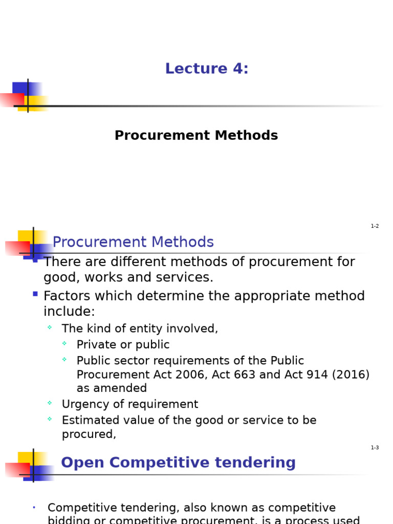 Overview of Procurement Methods | PDF | Procurement | Business