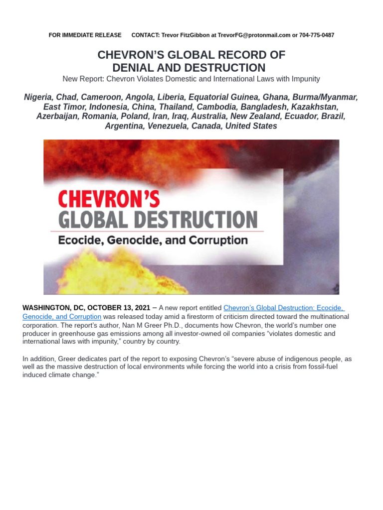 Chevron's Global Violations Report | PDF | Chevron Corporation | Justice