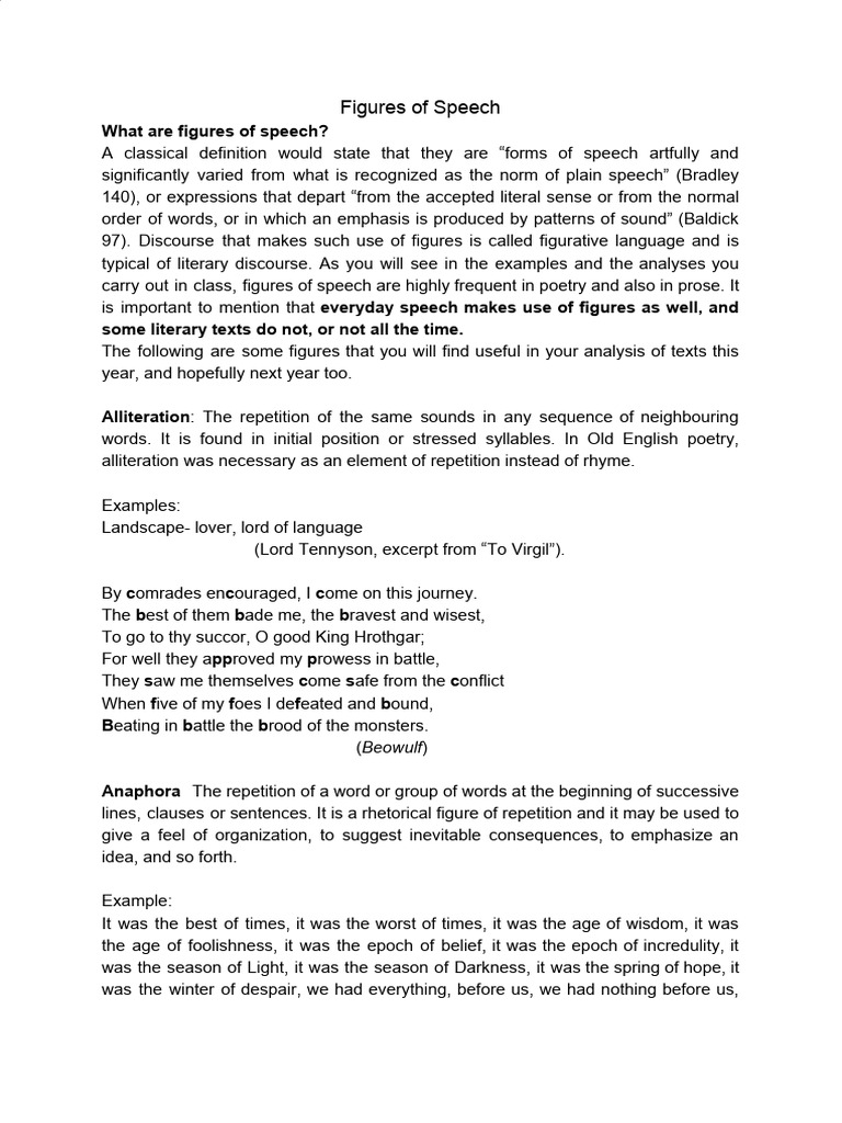 1 Figures of Speech - Definitions | PDF | Poetry