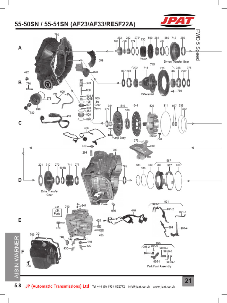 42 Aisin Warner 3 55-50sn 55-51sn Af23 Af33 | PDF | Clutch | Automatic ...