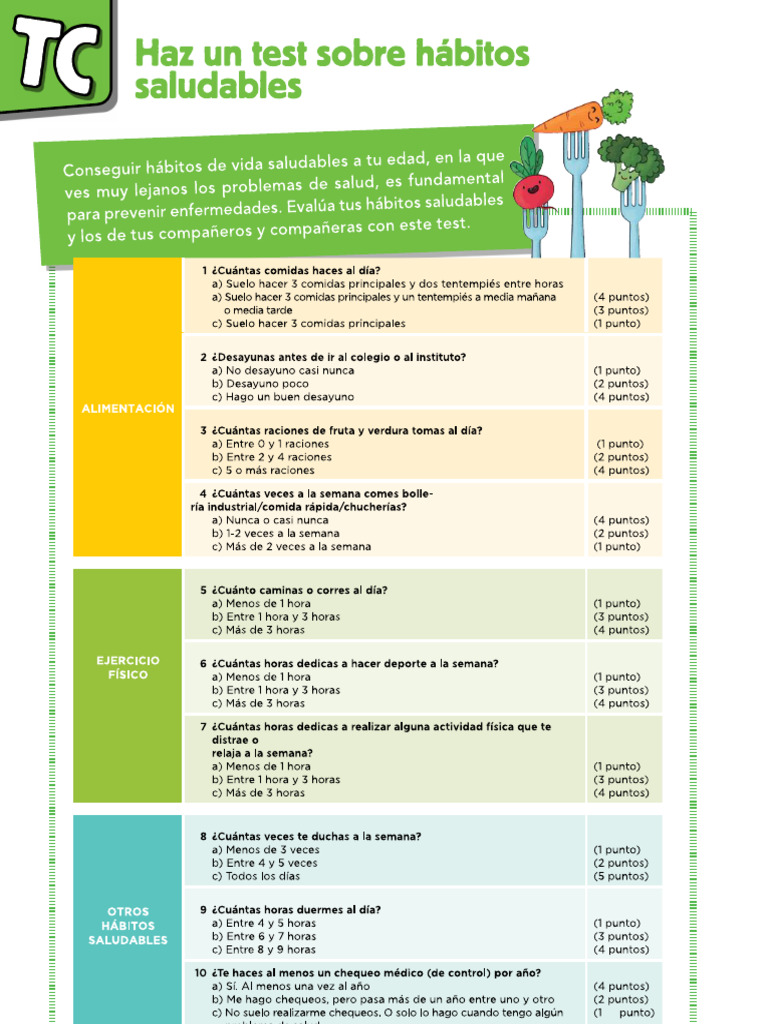 1. Test habitos saludables | PDF