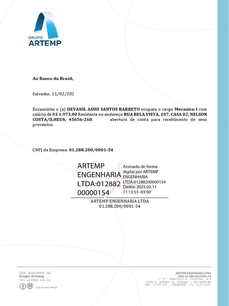 CARTA DE BANCO BRASIL Devanil | PDF